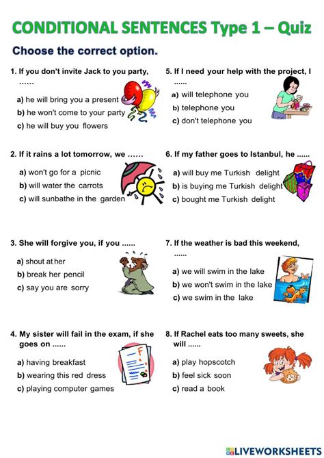 Conditional Sentences Type 1 Quiz Online Exercise For Live Worksheets