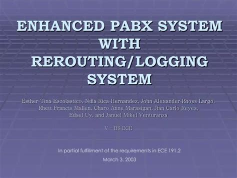 PPT ENHANCED PABX SYSTEM WITH REROUTING LOGGING SYSTEM PowerPoint