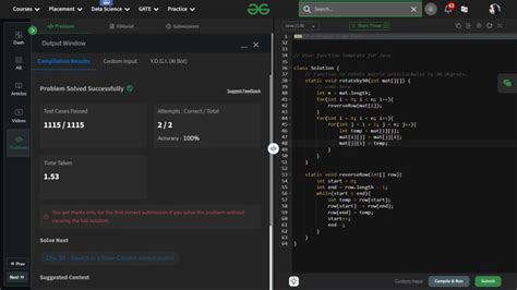 160daysofcode Java Dsa Matrixrotation Geeksforgeeks Codechallenge Shashank Mn
