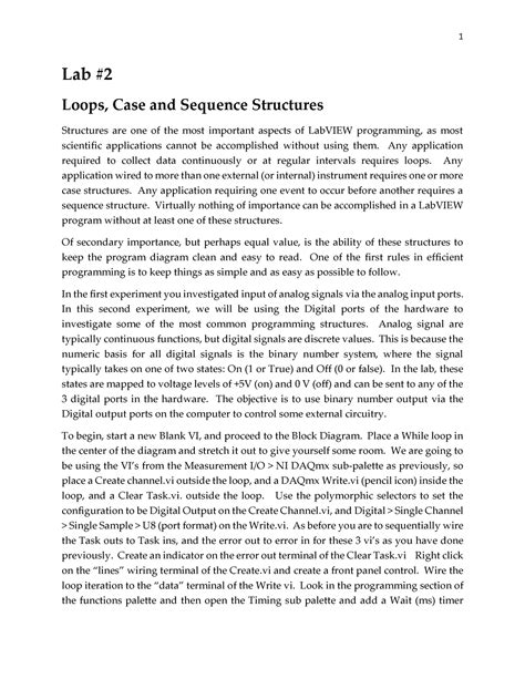 Experiment Loops Case And Sequence Structures Phys L UWaterloo Studocu
