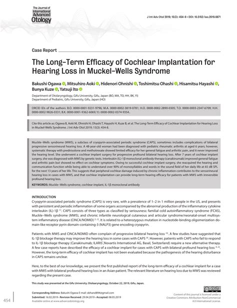 Pdf The Long Term Efficacy Of Cochlear Implantation For Hearing Loss