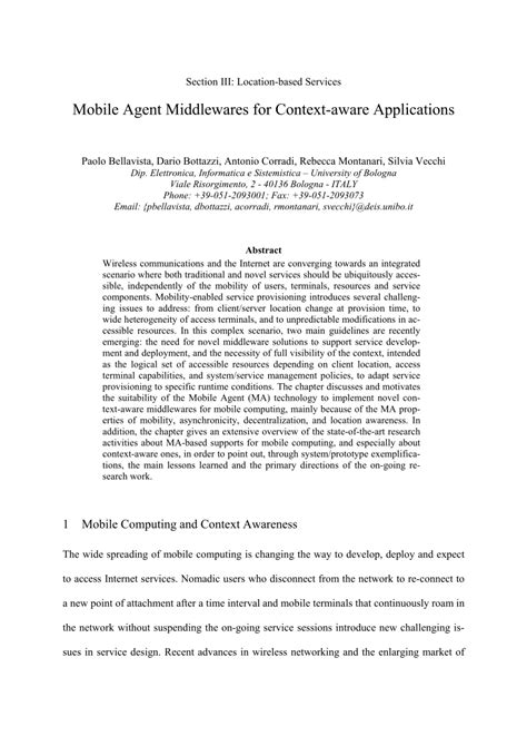 Pdf Mobile Agent Middlewares For Context Aware Applications