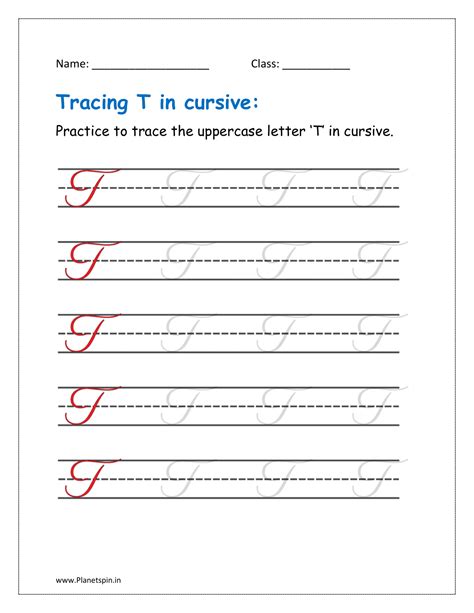Cursive Lowercase T Worksheet Pdf Planetspin In