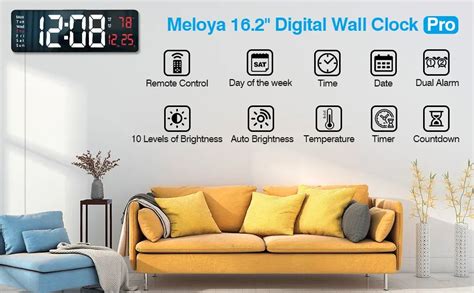 SG LED Digital Wall Clock Big Screen Large Display Alarm Clock With Remote Control Temp Date