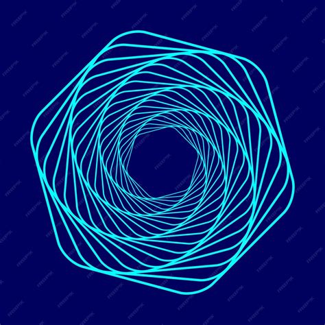 Premium Vector Abstract Swirling Hexagon Symbols Twisted Wireframe Tunnel Curved Blue Shape
