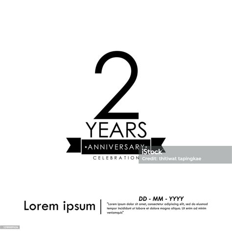 흑백 스탬프가있는 2 주년 기념 로고 타입 웹 전단지 전단지 브로셔 포스터 초대 장 또는 인사말 카드를위한 벡터 일러스트 템플릿 디자인 2에 대한 스톡 벡터 아트 및 기타