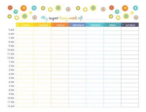 Professional Cute Hourly Weekly Schedule Template Word Sample Weekly