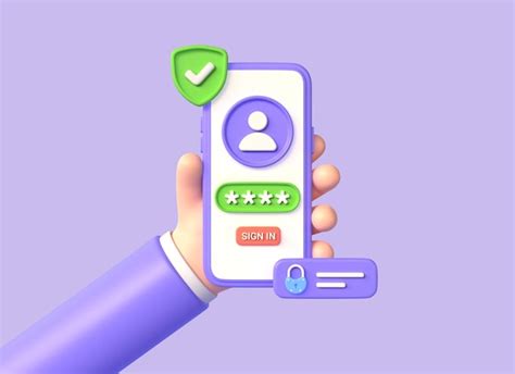 Premium Photo 3d Character Hand Holding A Smartphone Login And