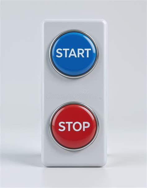 Buttons For Starting And Stopping In Blue And Red On A Sleek White