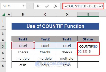 How To Check If Multiple Cells Are Equal In Excel 4 Methods