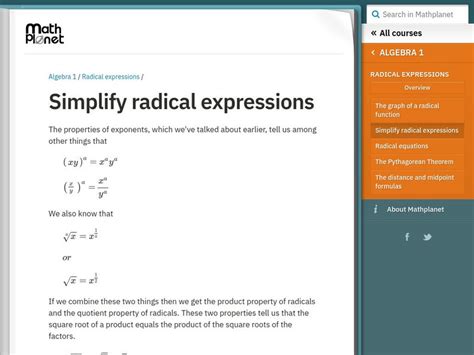 math planet radical expressions simplify radical expressions ebook