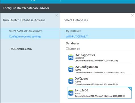 sql server 2016 identifying tables to stretch to azure cloud sql