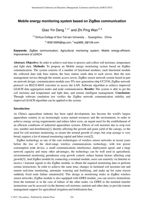 Pdf Mobile Energy Monitoring System Based On Zigbee Communication