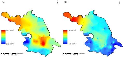 Spatial Distribution Of Pm 25 Concentrations In Summer A And Winter