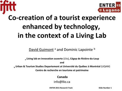Pdf Co Creation Of A Tourist Experience Enhanced By Technology In The Context Of A Living Lab