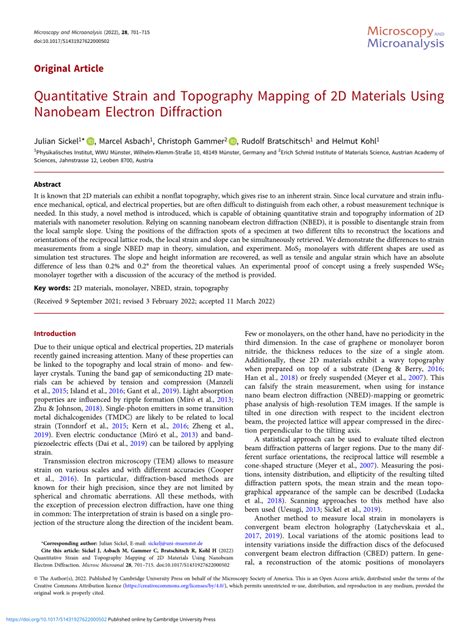 Pdf Quantitative Strain And Topography Mapping Of 2d Materials Using Nanobeam Electron Diffraction