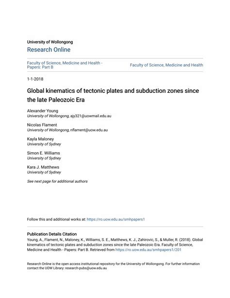 Pdf Global Kinematics Of Tectonic Plates And Subduction Zones