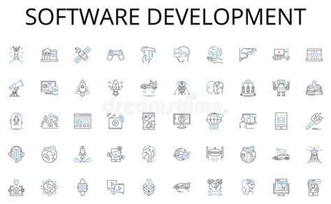 Software Development Line Icons Collection Planning Execution