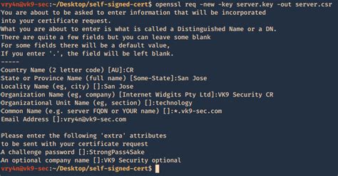 How To Create A Self Signed Certificate Openssl Vk9 Security