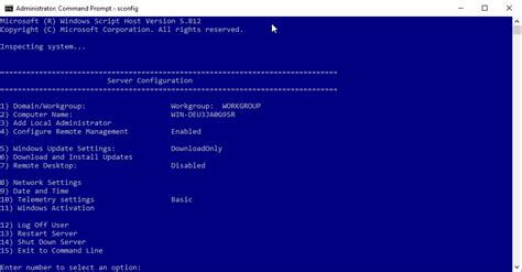Configure Server Using Sconfig Windows Server Core 2016 · Readandexecute