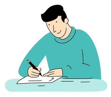Premium Vector A Man Writing In A Notebook