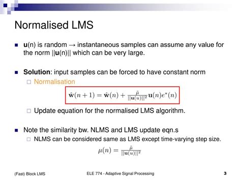 PPT Adaptive Signal Processing And Stability In Normalised Least Mean Square Algorithm