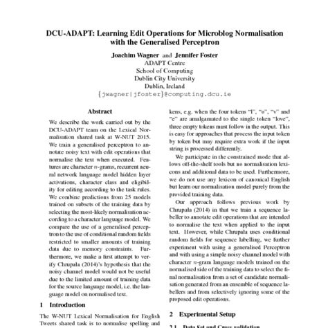 Dcu Adapt Learning Edit Operations For Microblog Normalisation With