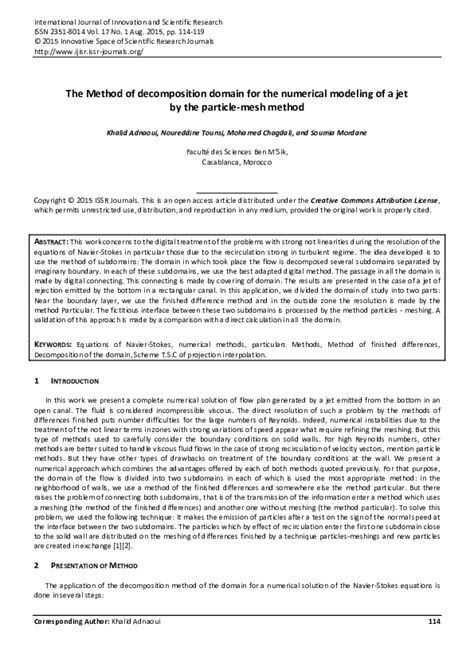 Pdf The Method Of Decomposition Domain For The Numerical Modeling Of A Jet By The Particle