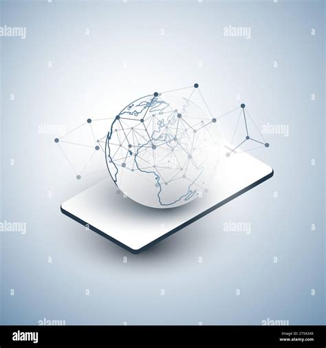 Abstract Minimal Style Cloud Computing Networks Structure Telecommunications Concept Design