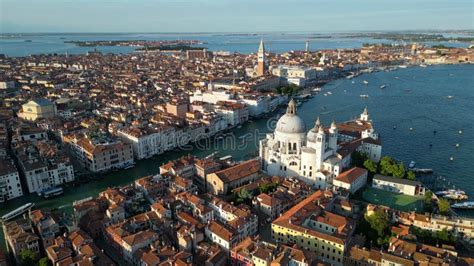 Venice Italy Skyline Aerial View Of Basilica And Grand Canal At