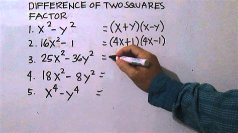 factoring the difference of two squares slide elements