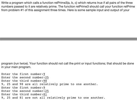 Solved Write A Program Which Calls A Function Relprime3a