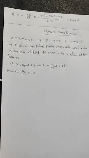 rove that the lorentz transformation equation calculate the velocity of