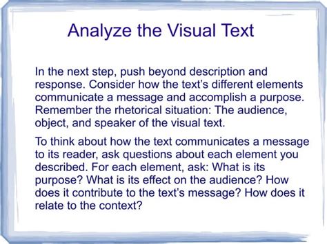Analyzing Visual Texts PPT