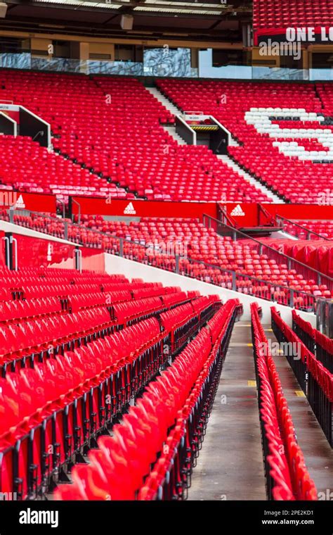 Row Upon Row Of Empty Seats At Old Trafford Home Of Manchester United