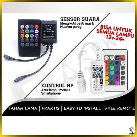 Promo Led Strip Controller 12 24v Sensor Suara Lampu Lamp Cahaya Sinar Rgb Kedap Kedip Warna