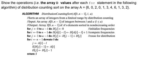 Show The Operations Ie The Array D Values After Each For Statement In