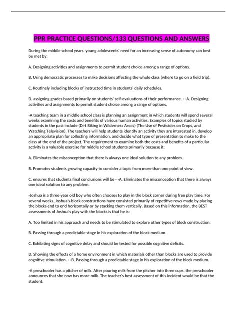 ppr practice questions 133 questions and answers ppr practice stuvia us