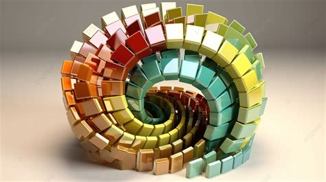 Abstract 3d Illustration Of A Vibrant Spiral Adorned With Glossy Cubes In Shades Of Orange