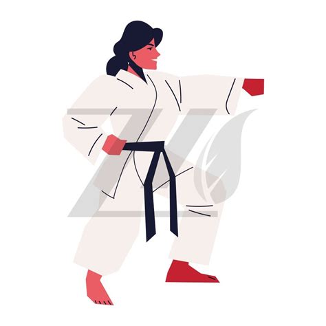 دانلود وکتور دختر در حال تمرین کاراته دانلود رایگان فایل لایه باز