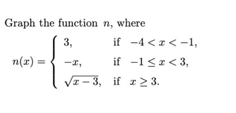 Solved Graph The Function N Where Nx⎩⎨⎧3−xx−3 If −4