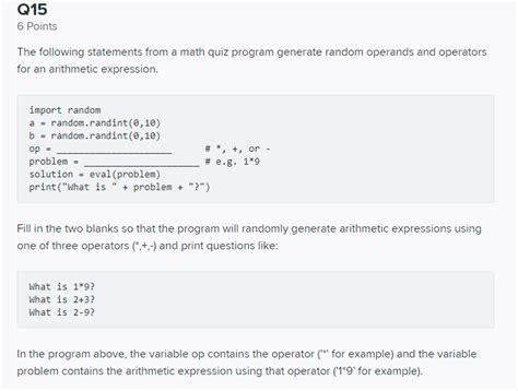 Solved Q15 6 Points The Following Statements From A Math