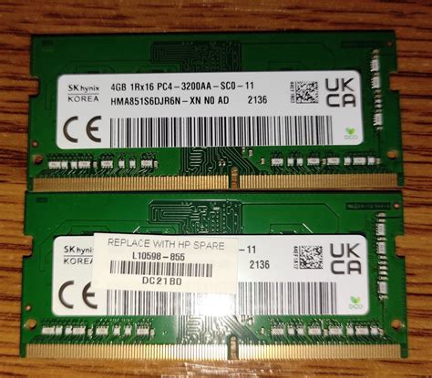 Оперативна память для ноутбука 8gb Hynix Sodimm Ddr4 3200 Mhz 2x4gb 600 грн Запчастини для