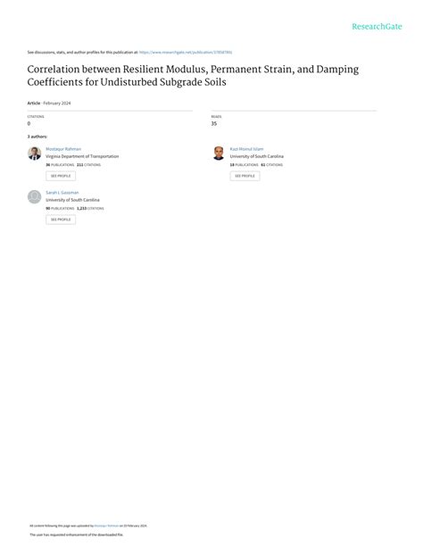 Pdf Correlation Between Resilient Modulus Permanent Strain And