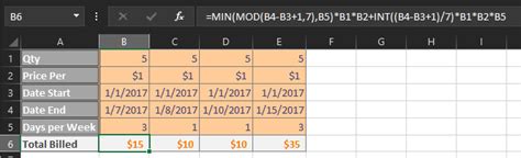 Excel Calculate Billable Days In Date Range Based On Predefined Week