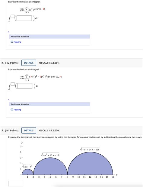 Solved Express the limits as an integral lim Σ x over Chegg com