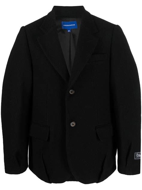 ader error logo patch single breasted blazer in black modesens