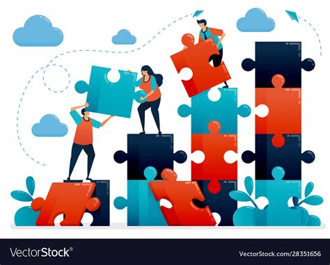 Teamwork And Collaboration Solving Puzzles Vector Image