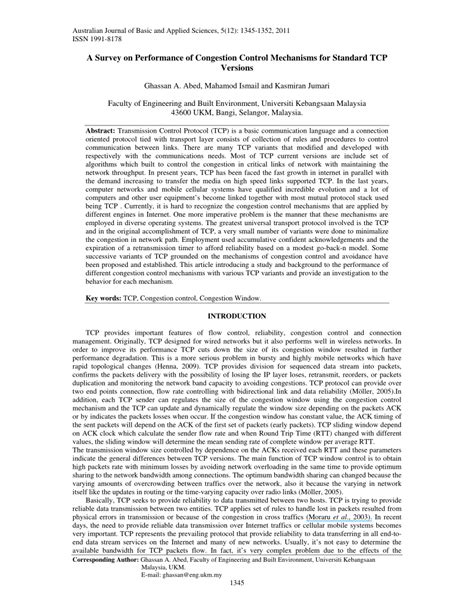 Pdf A Survey On Tcp Congestion Control And Its Variants For Wireless