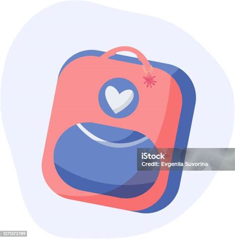 파란색 배경에 귀여운 빨간색 파란색 배낭 벡터 평면 일러스트 좋은 여자 물건 스타일화 다시 학교로 배낭 0명에 대한 스톡 벡터 아트 및 기타 이미지 Istock